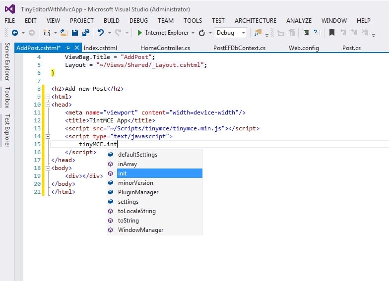 تهيئة محرر النصوص TinyMCE للعمل مع الـ ASP.NET MVC بلغة الـ C# - انفورماتيك